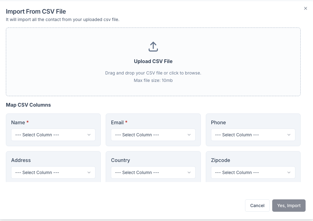 How to import contacts from CSV file