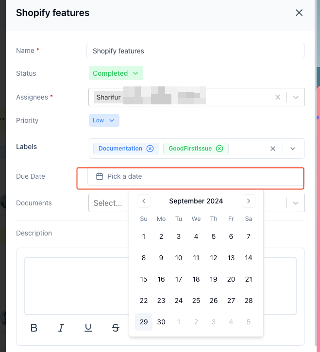 How to change due date of a task
