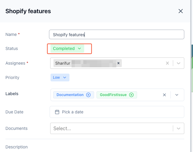 How to change status of a task