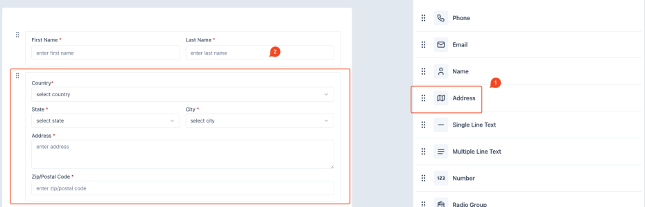 How to add Address Field support to form