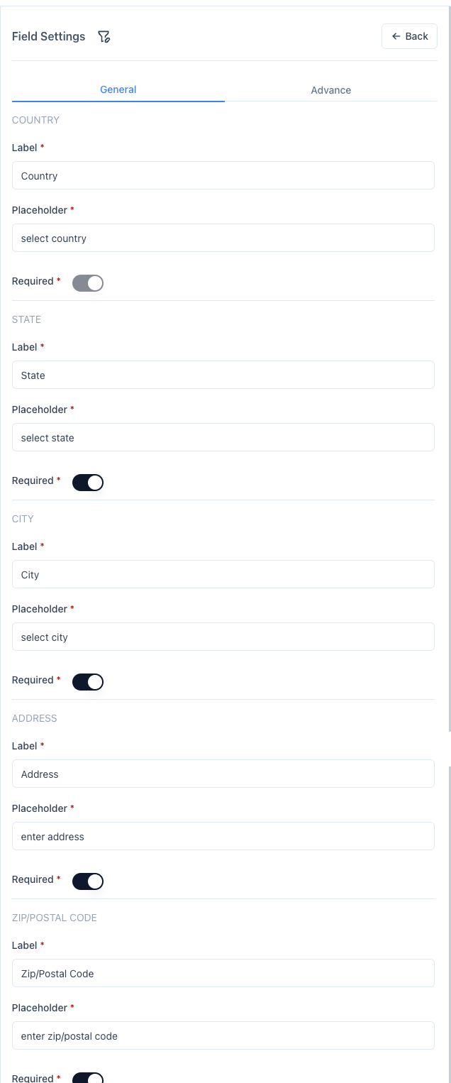 How to add Address Field support to form