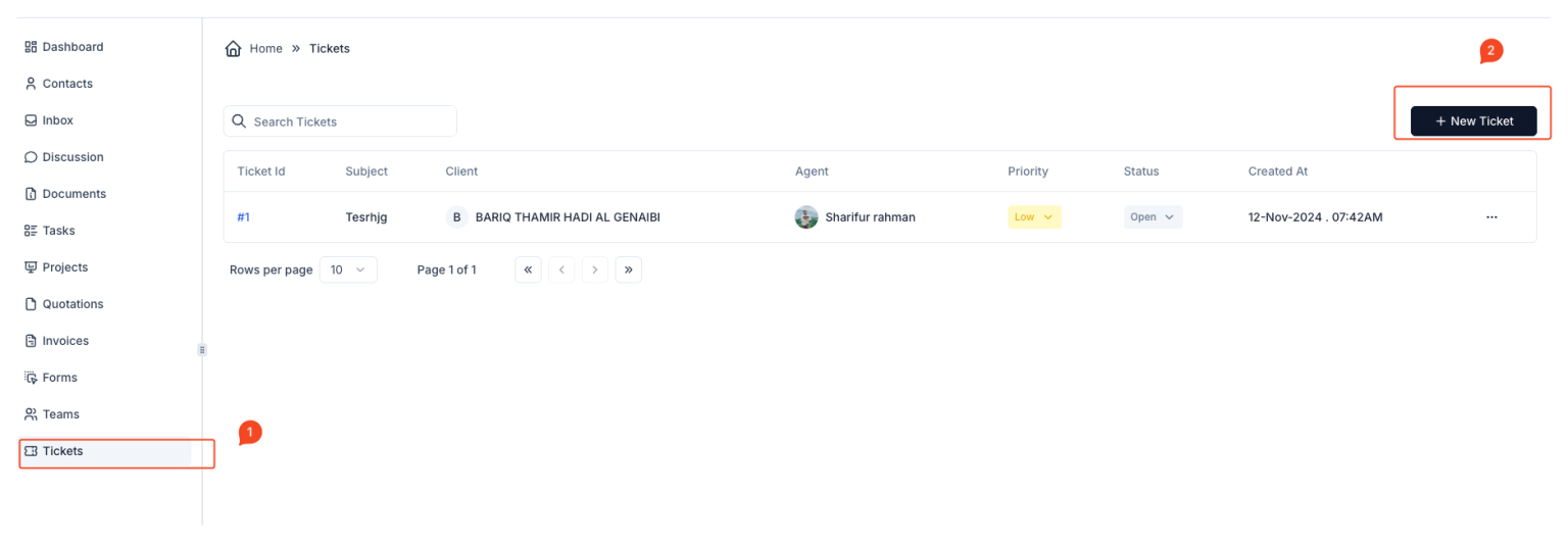 How to create a support ticket - Taskip