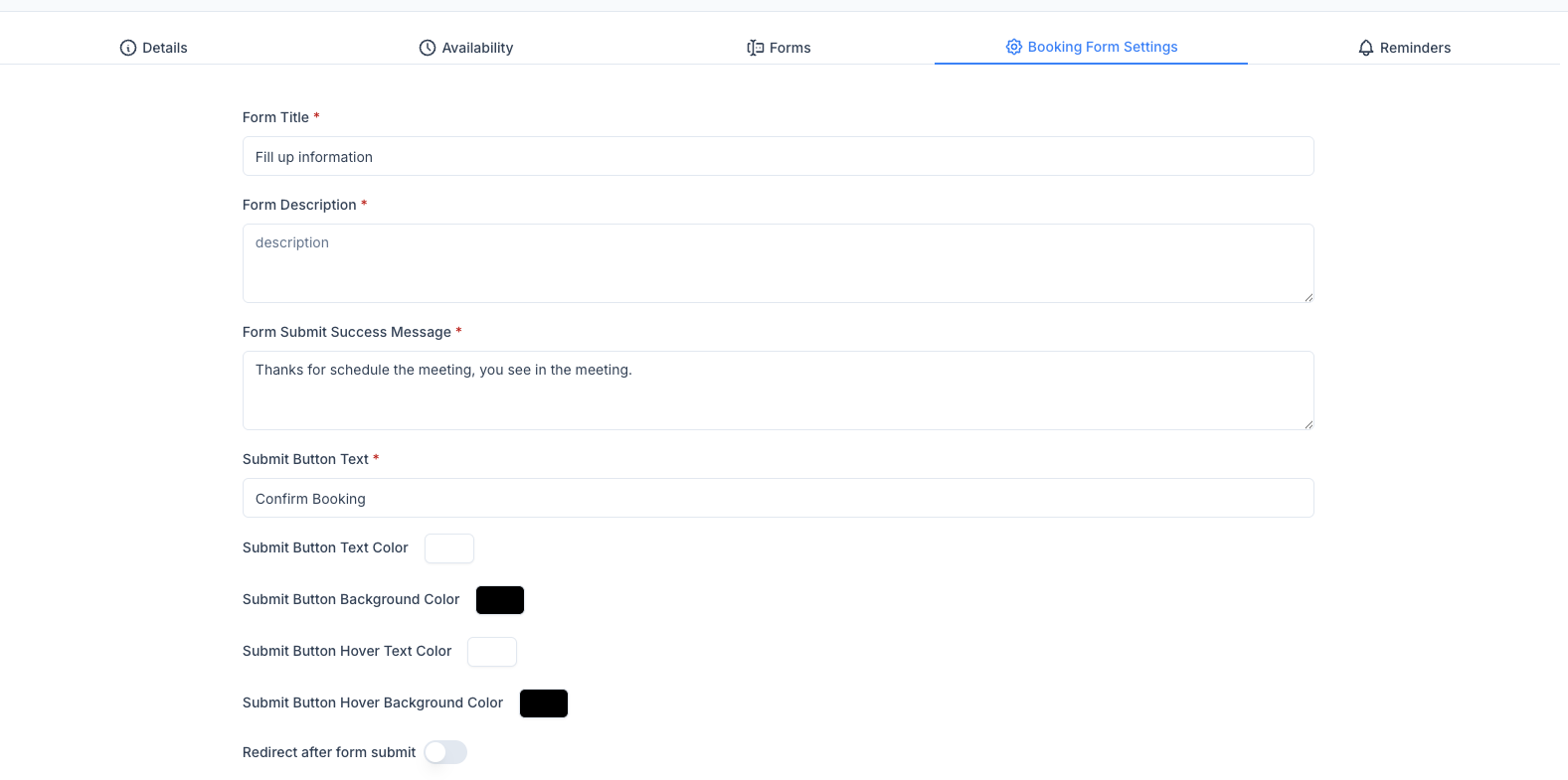 How to configure booking form contents - Taskip