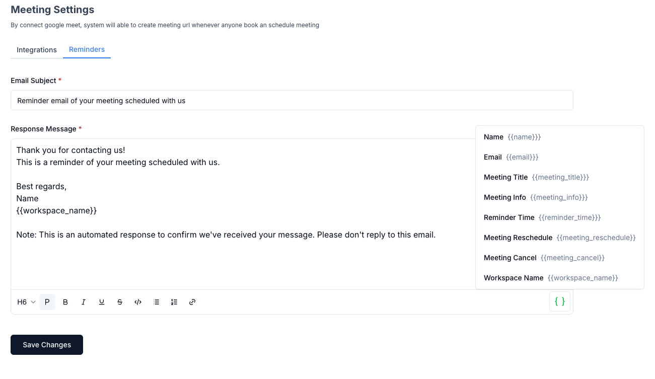 How to edit meeting reminder Email template? - Taskip