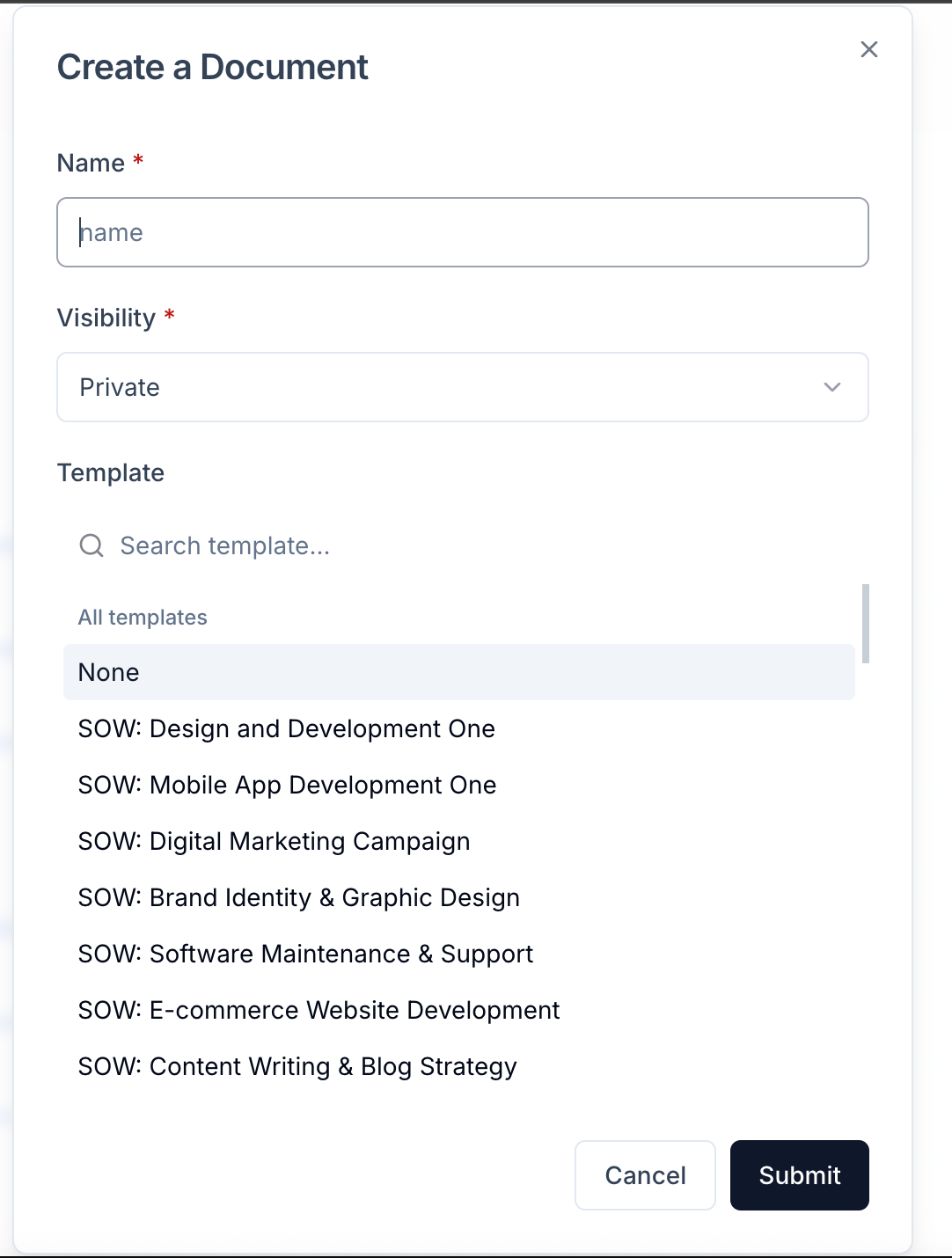 How to Use a Template to Create a Document in Taskip - Taskip
