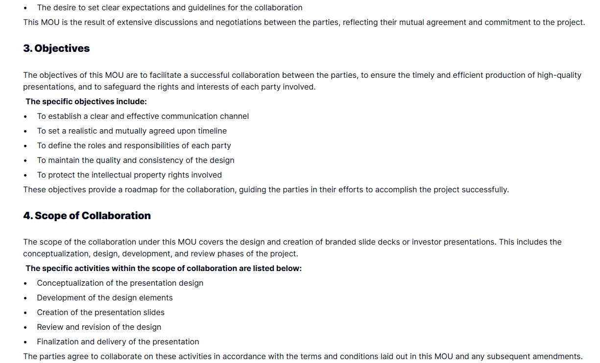 Professional Presentation Design MOU Template | Taskip