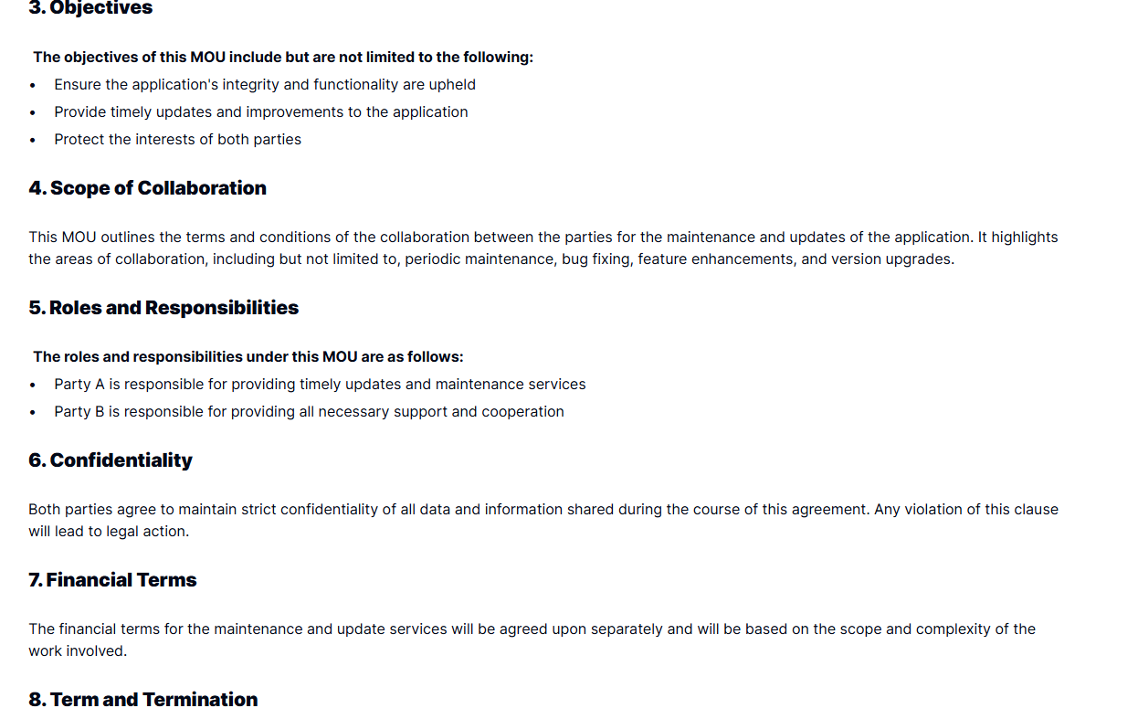 App Maintenance & Update Agreement Template | Taskip