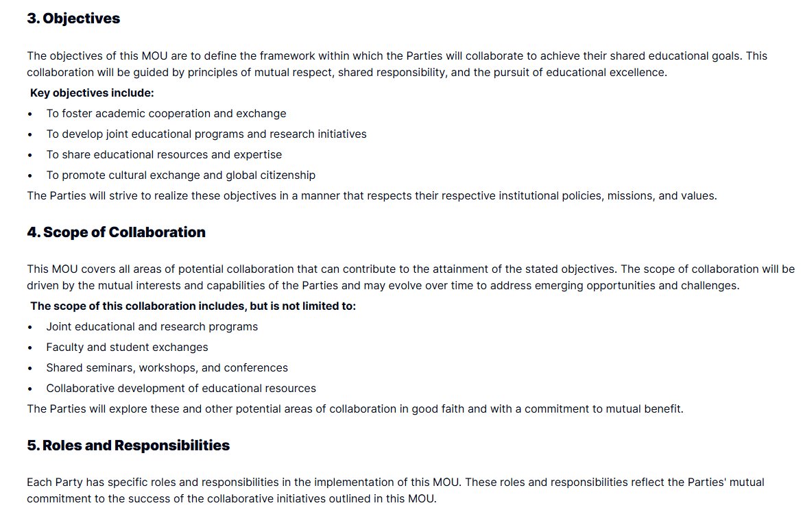 Educational Collaboration MOU Template | Taskip