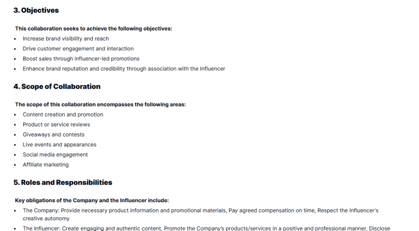 Influencer Collaboration MOU Template | Taskip
