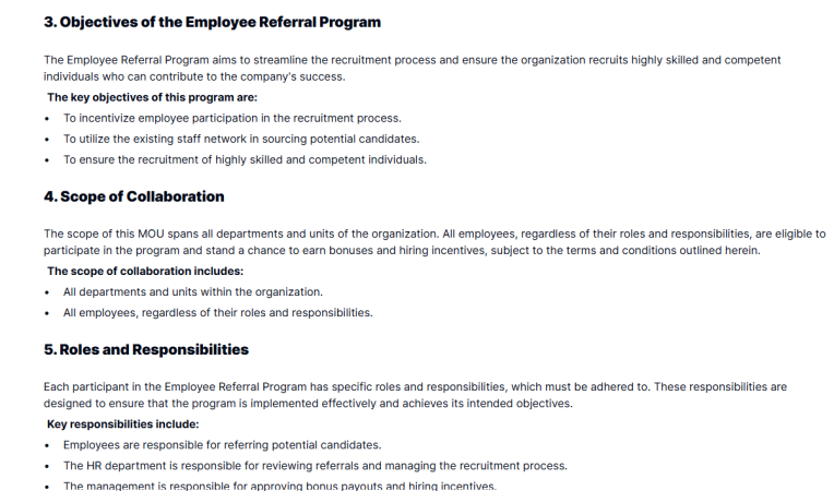 Employee Referral Program MOU | Taskip
