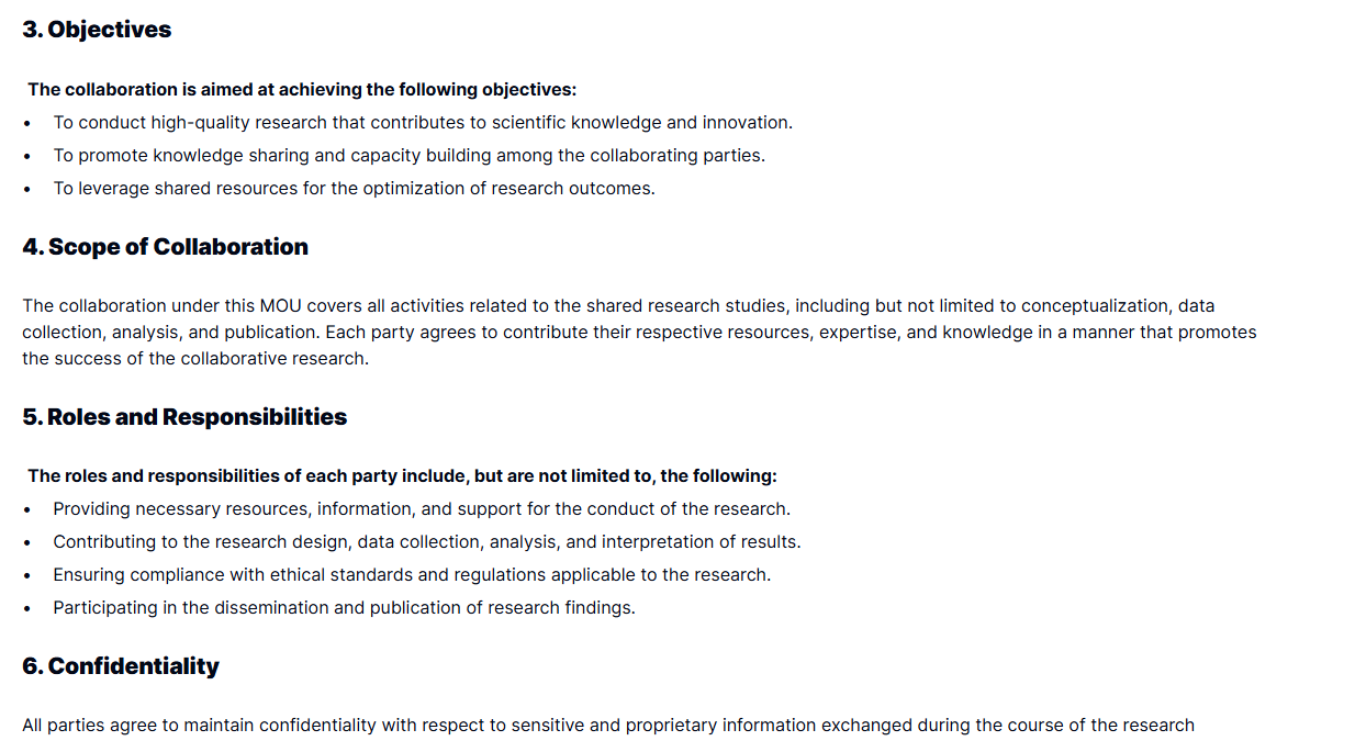 Professional Research Collaboration MOU Template | Taskip