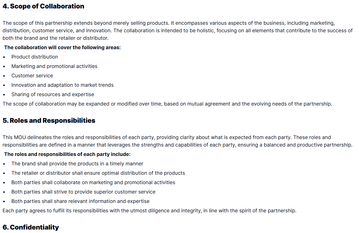 Retail Partnership MOU Template | Create Clear Retail Agreements