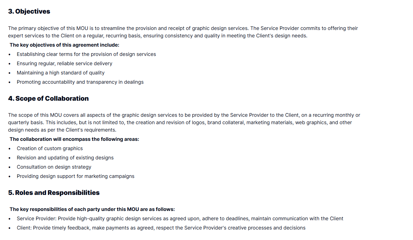 Retainer Graphic Design MOU Template for Creative Collaborations