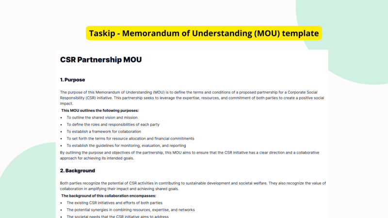 Healthcare Services MOU Template for Professional Use | Taskip