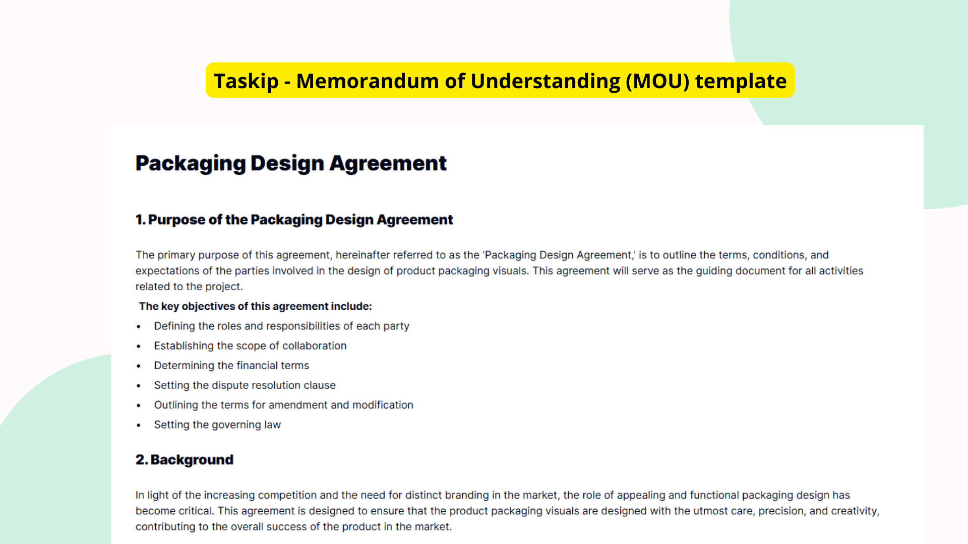 Packaging Design Agreement Template | A Professional Framework for ...