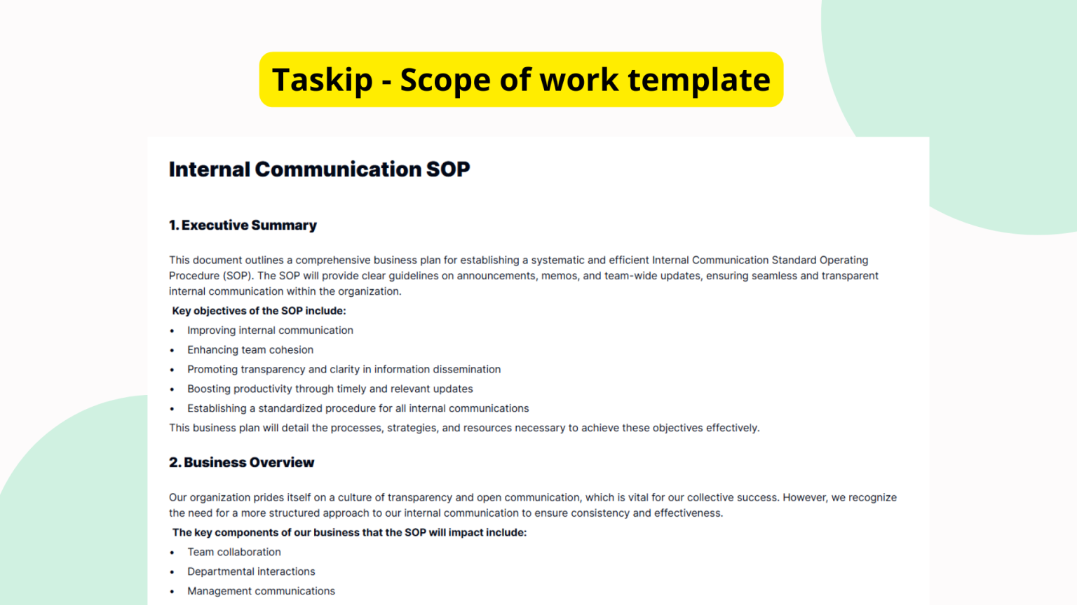 Internal Communication SOP Template for Efficient Team Communication