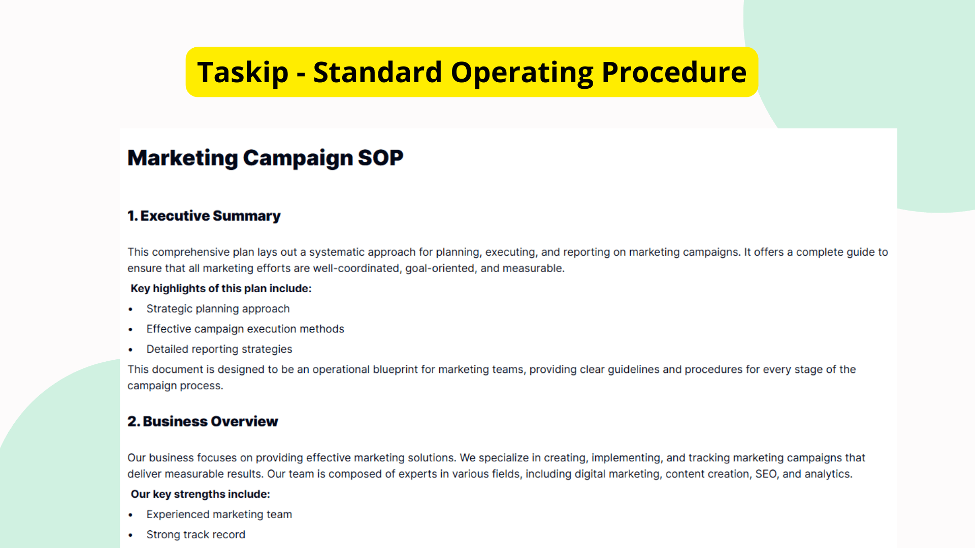 Marketing Campaign SOP Template | Standardize Your Campaign Processes
