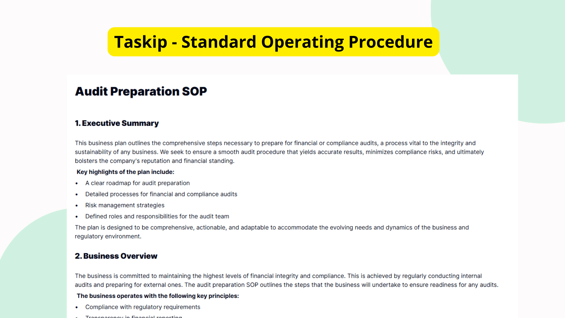 Audit Preparation SOP Template for Streamlined Audit Readiness