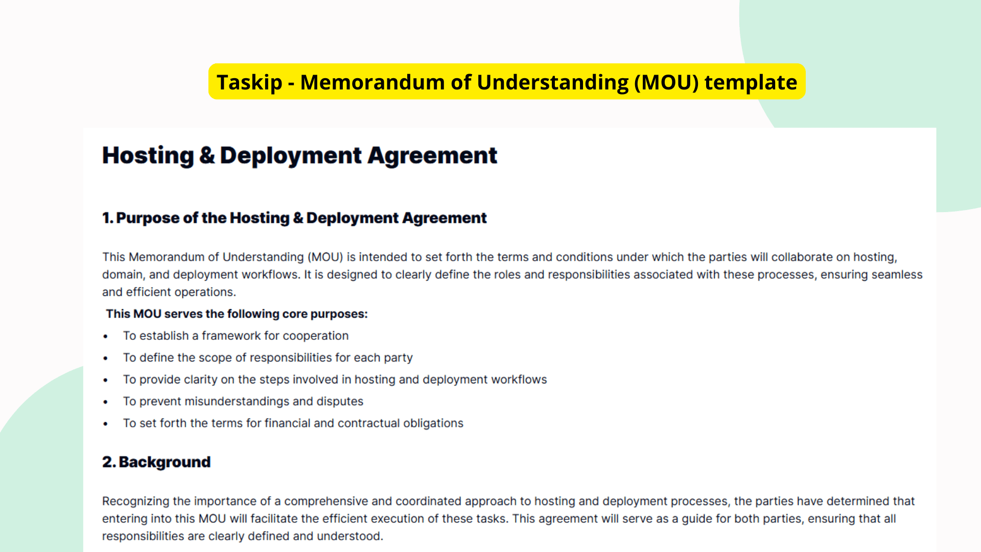 Healthcare Services MOU Template for Professional Use | Taskip