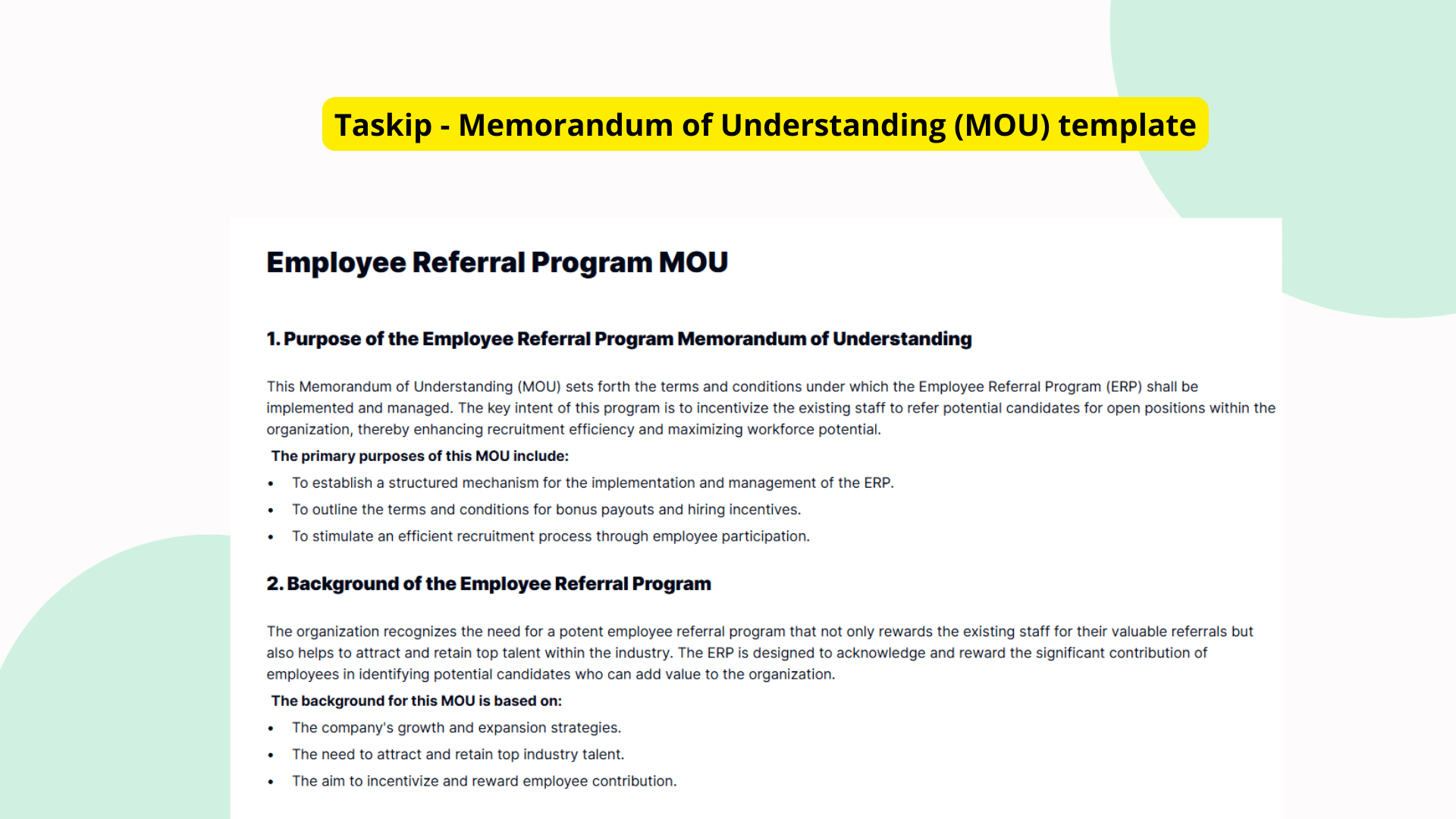 Employee Referral Program MOU | Taskip